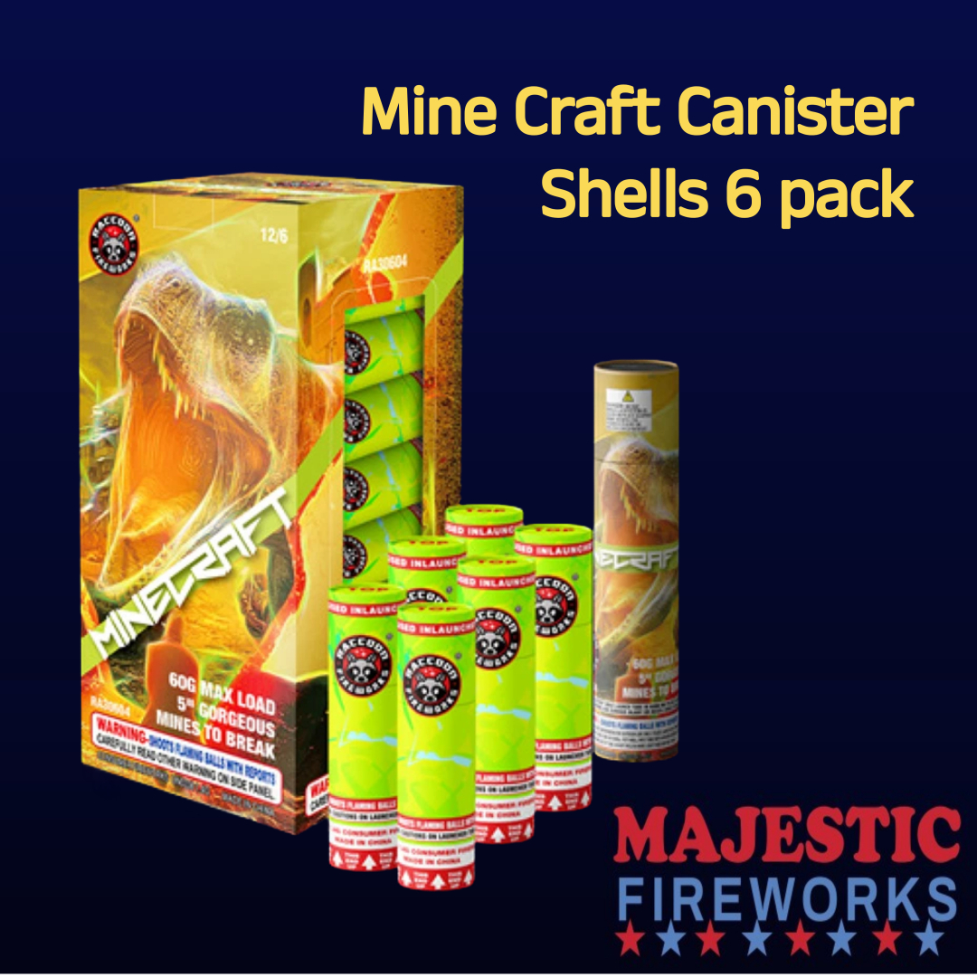 Mine Craft Canister Shells 6 pack – Majestic Fireworks LLC.